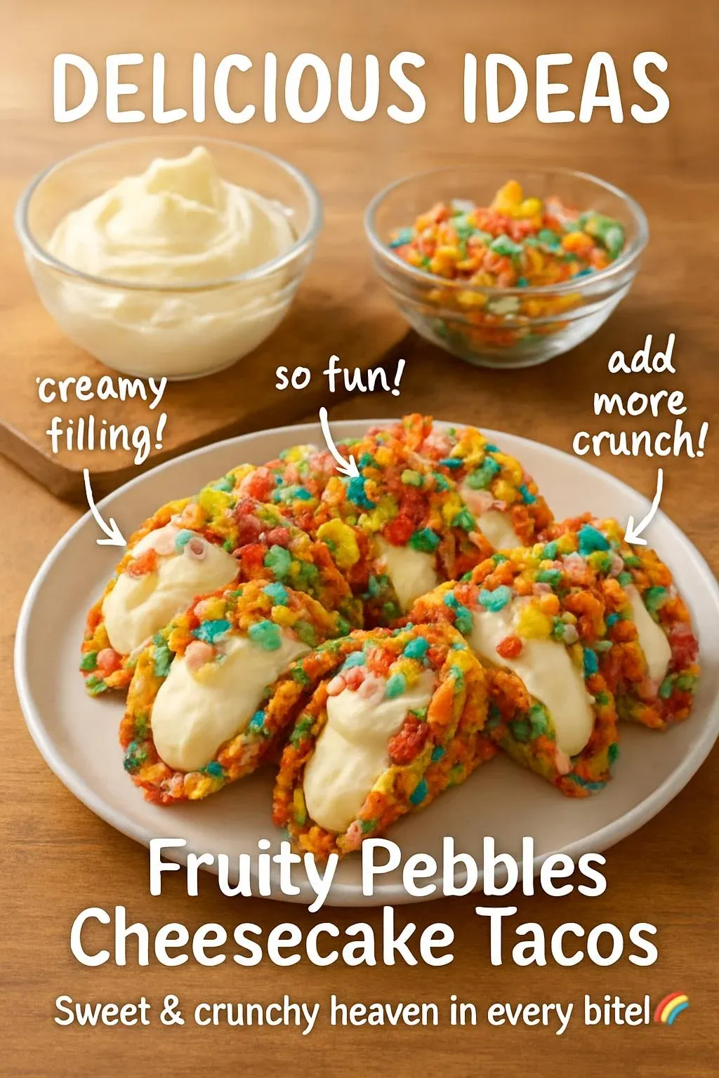 Fruity Pebbles Cheesecake Tacos