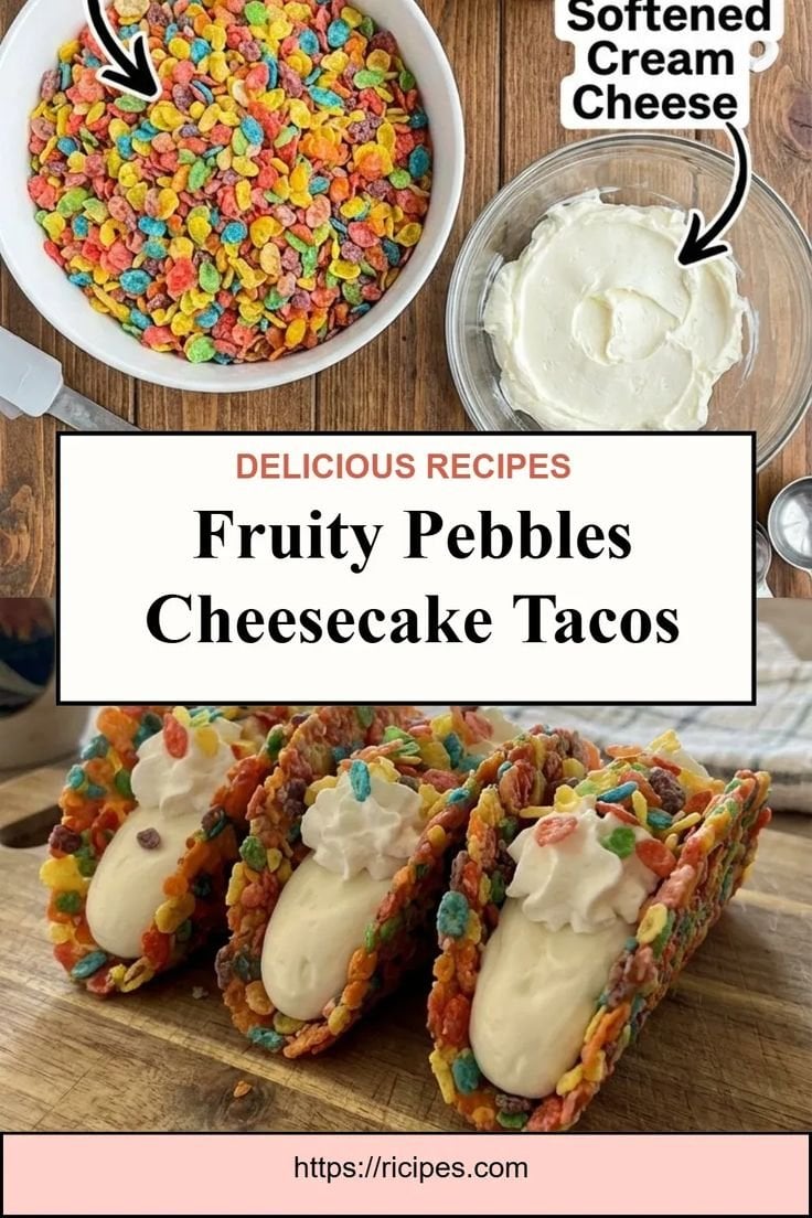 Fruity Pebbles Cheesecake Tacos